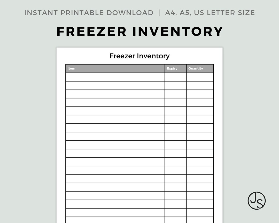 Freezer Inventory Printable Tracker Inventory Printable PDF Instant ...