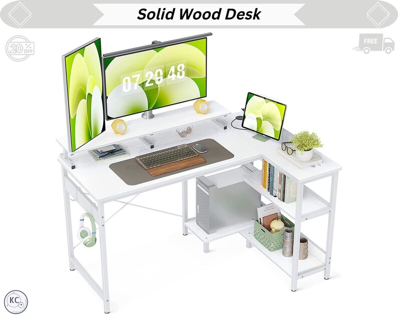48 Inch Solid Wood Computer Desk Industrial Corner Writing - Etsy