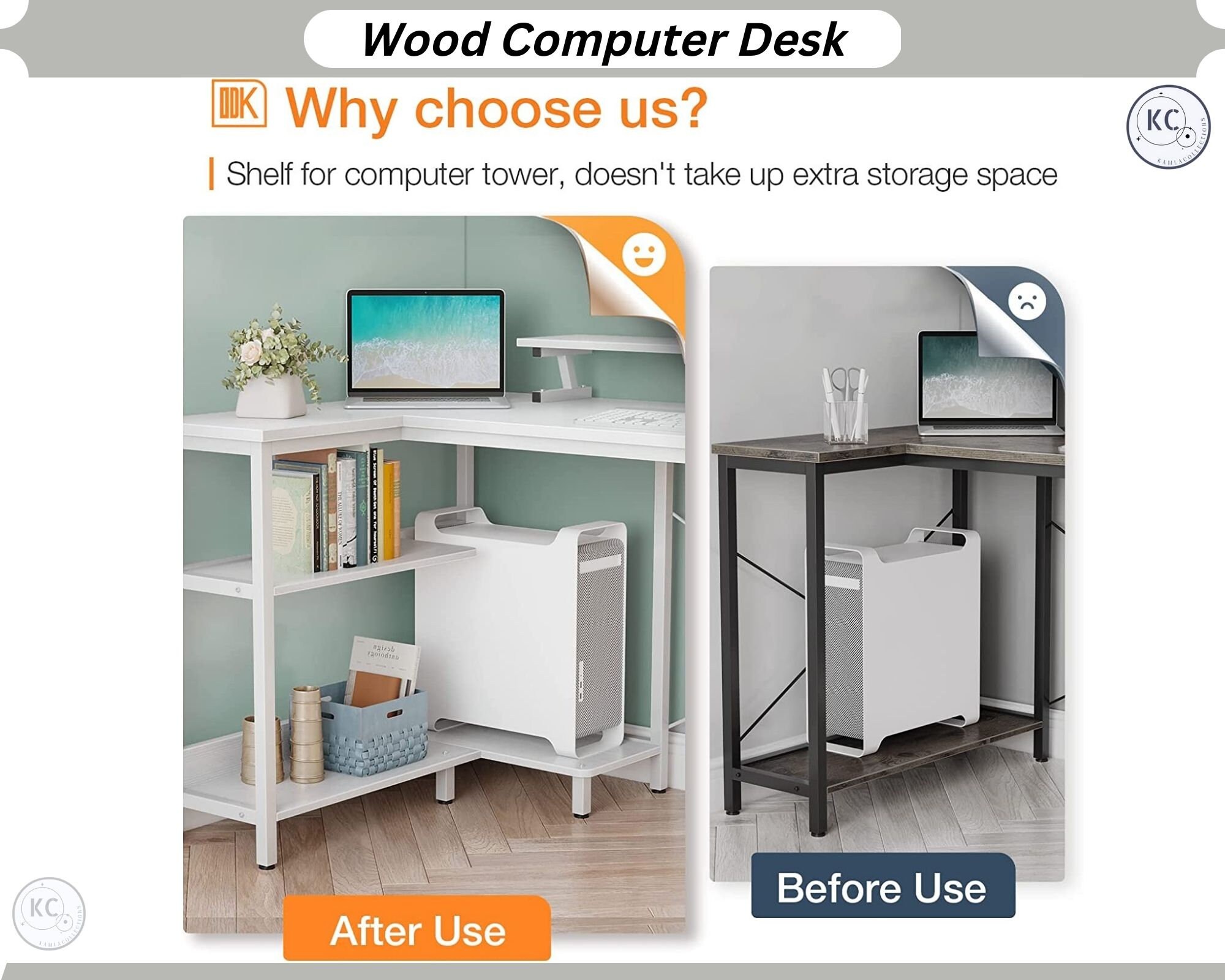 48 Inch Solid Wood Computer Desk Industrial Corner Writing - Etsy