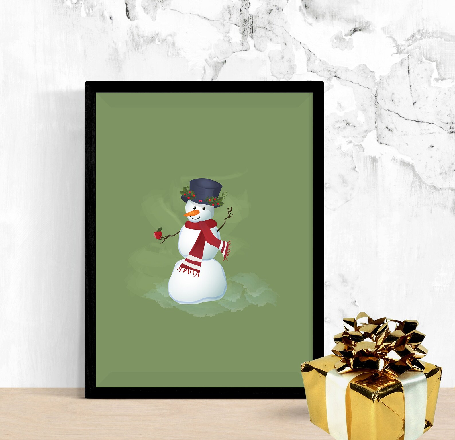 Winter Snowman Print, Snowman Printable, Christmas Wall Art, Christmas ...
