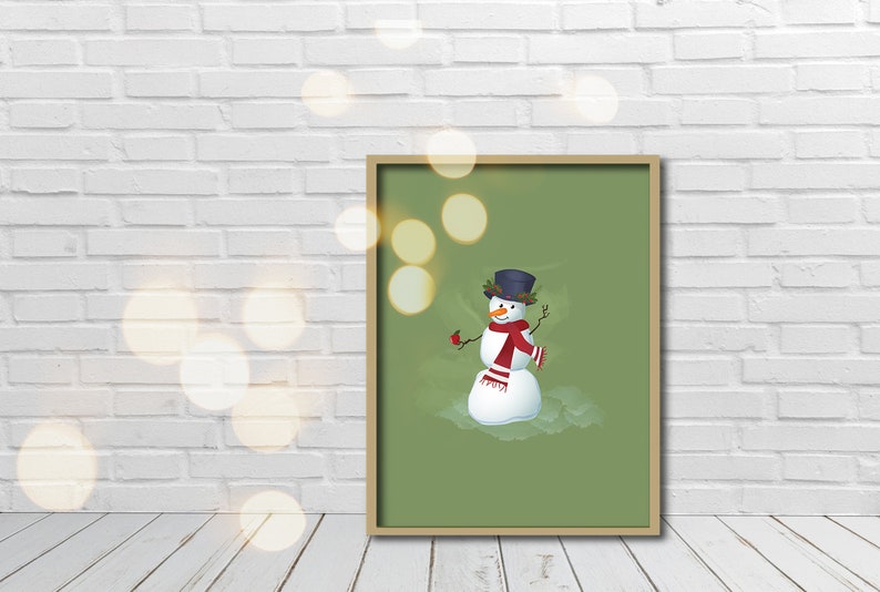 Winter Snowman Print, Snowman Printable, Christmas Wall Art, Christmas ...