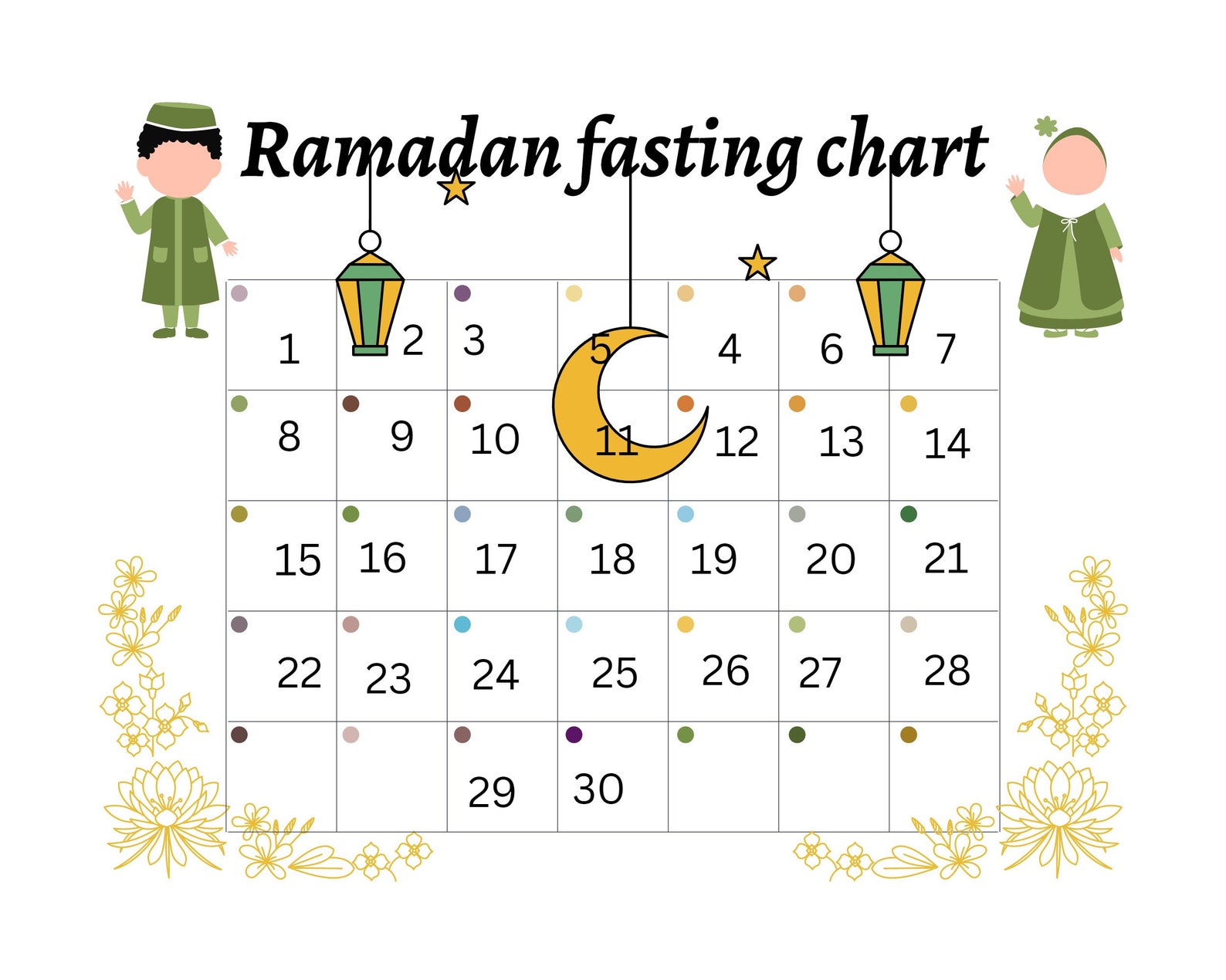 Ramadan Fasting Chart, Ramadan Calendar, Kids Fasting Chart, Printable ...