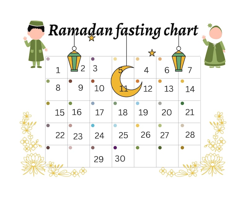 Ramadan Fasting Chart, Ramadan Calendar, Kids Fasting Chart, Printable ...