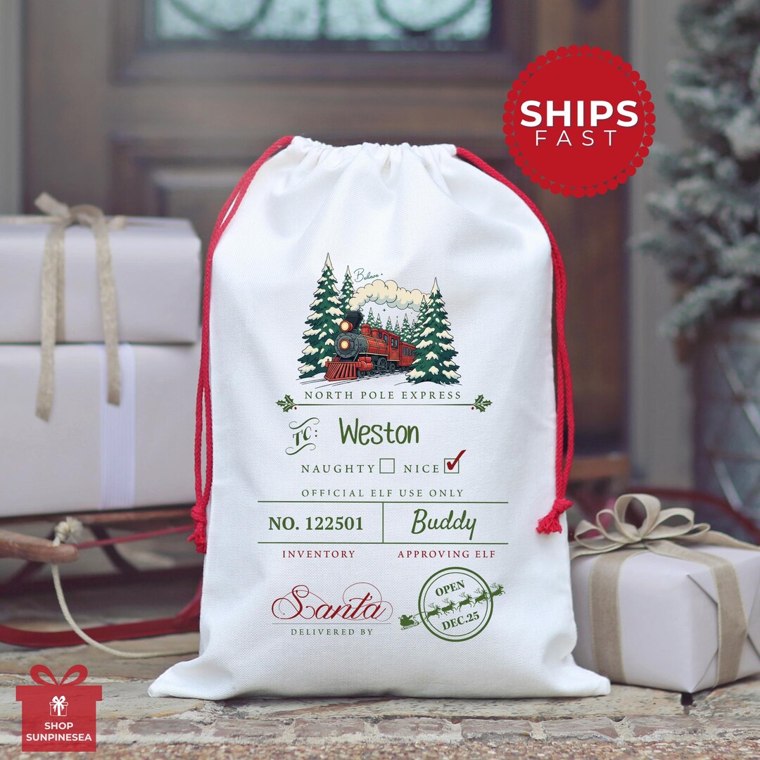 Personalized North Pole Santa Sack Custom Christmas Stocking Christmas ...