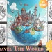 Travel the World Coloring Book Adults/kids Coloring Pages, Grayscale ...