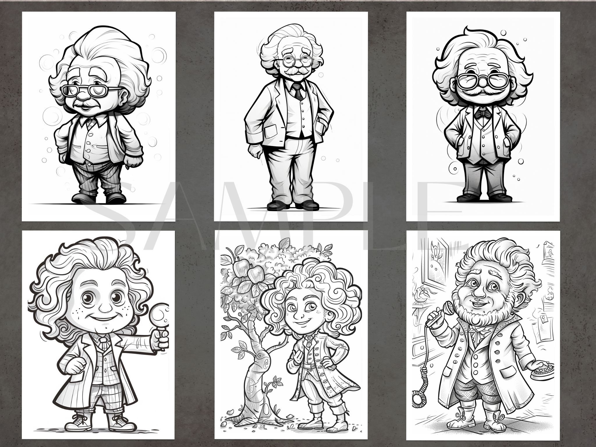 Famous Scientists and Artists Coloring Book Adults/kids Coloring Pages ...