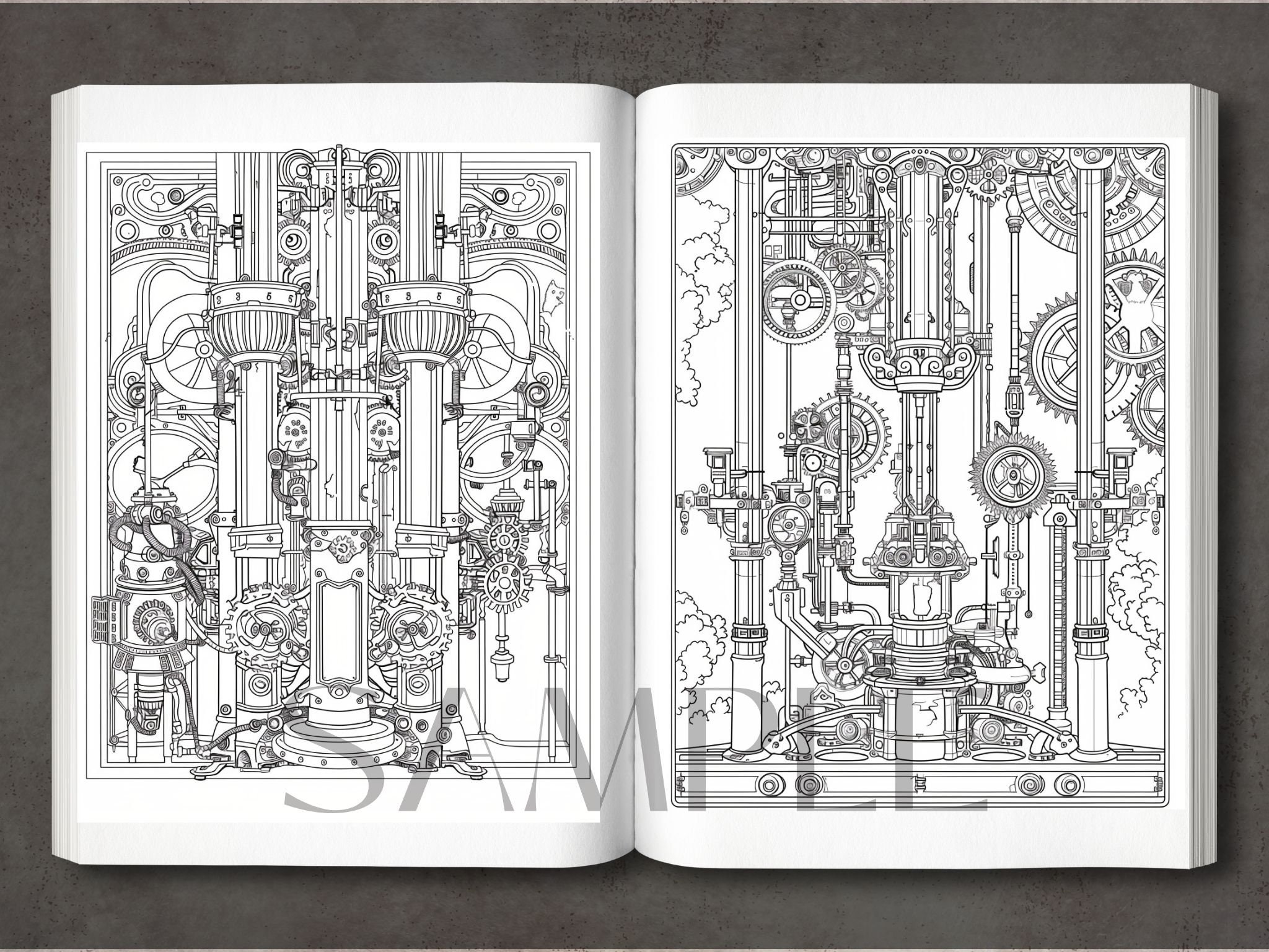 Mechanical Machine Coloring Book - Adults/kids Coloring Pages, Instant ...