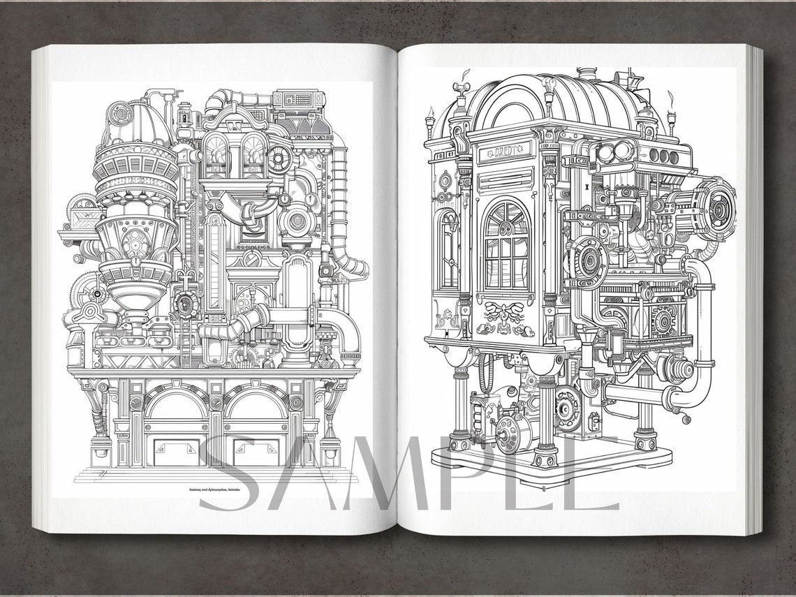 Mechanical Machine Coloring Book - Adults/kids Coloring Pages, Instant ...