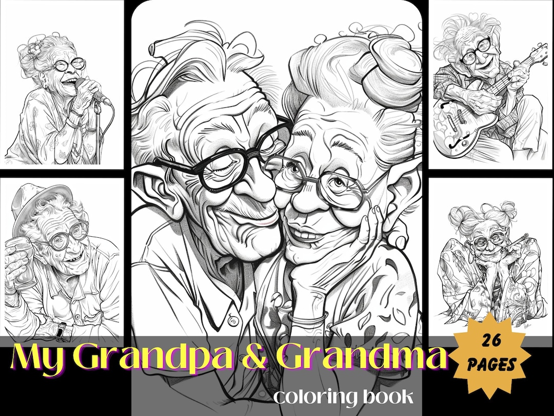 My Grandpa & Grandma Coloring Book - Adults Kids Coloring Pages ...