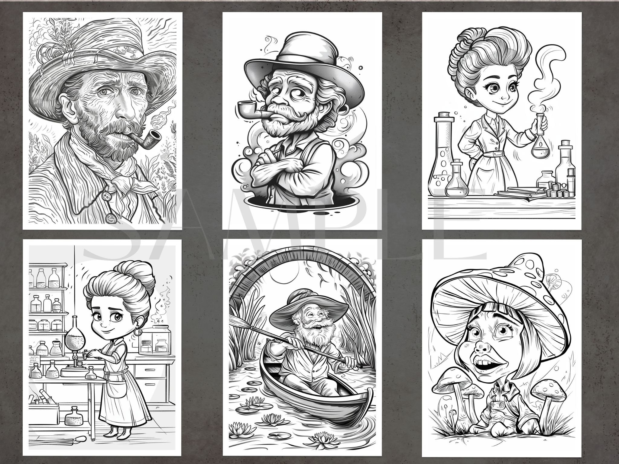 Famous Scientists and Artists Coloring Book Adults/kids Coloring Pages ...