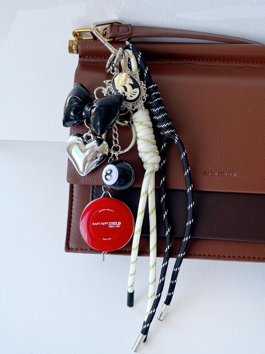 Dark Gothic Bag Charm With Victorian Skull Lady Charm, Measuring Tape ...