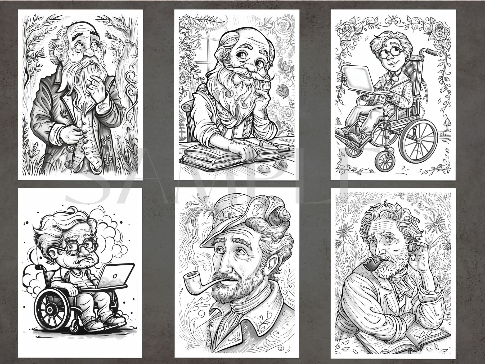 Famous Scientists and Artists Coloring Book Adults/kids Coloring Pages ...