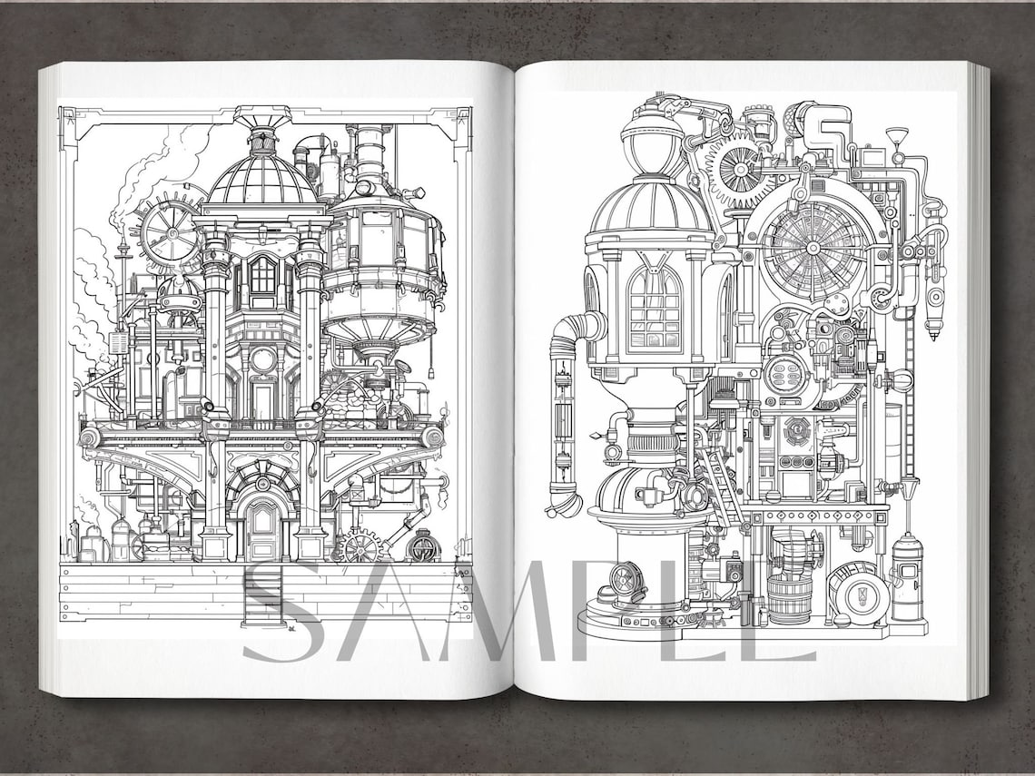 Mechanical Machine Coloring Book - Adults/kids Coloring Pages, Instant ...