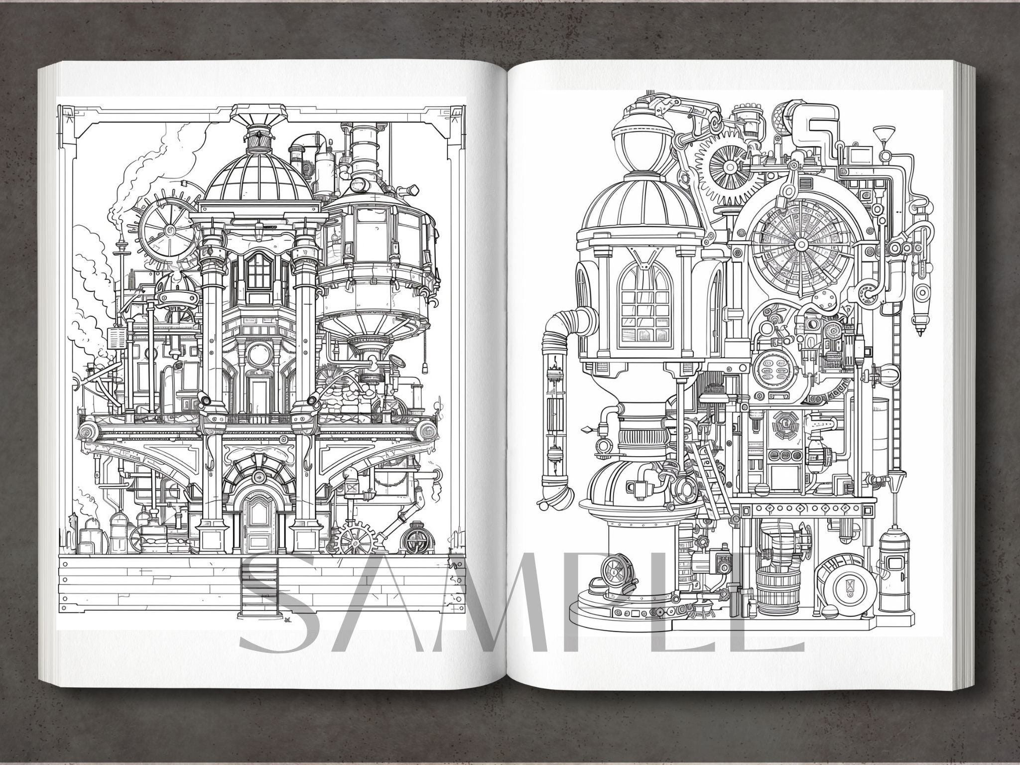 Mechanical Machine Coloring Book - Adults/kids Coloring Pages, Instant ...
