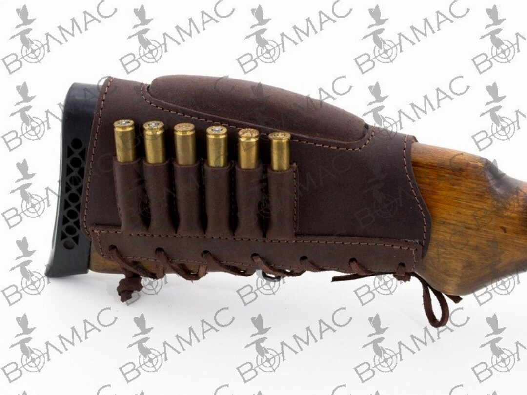 Quality Leather Hinting Rifle Cartridge Holder Ammo Butt Stock 6 ...