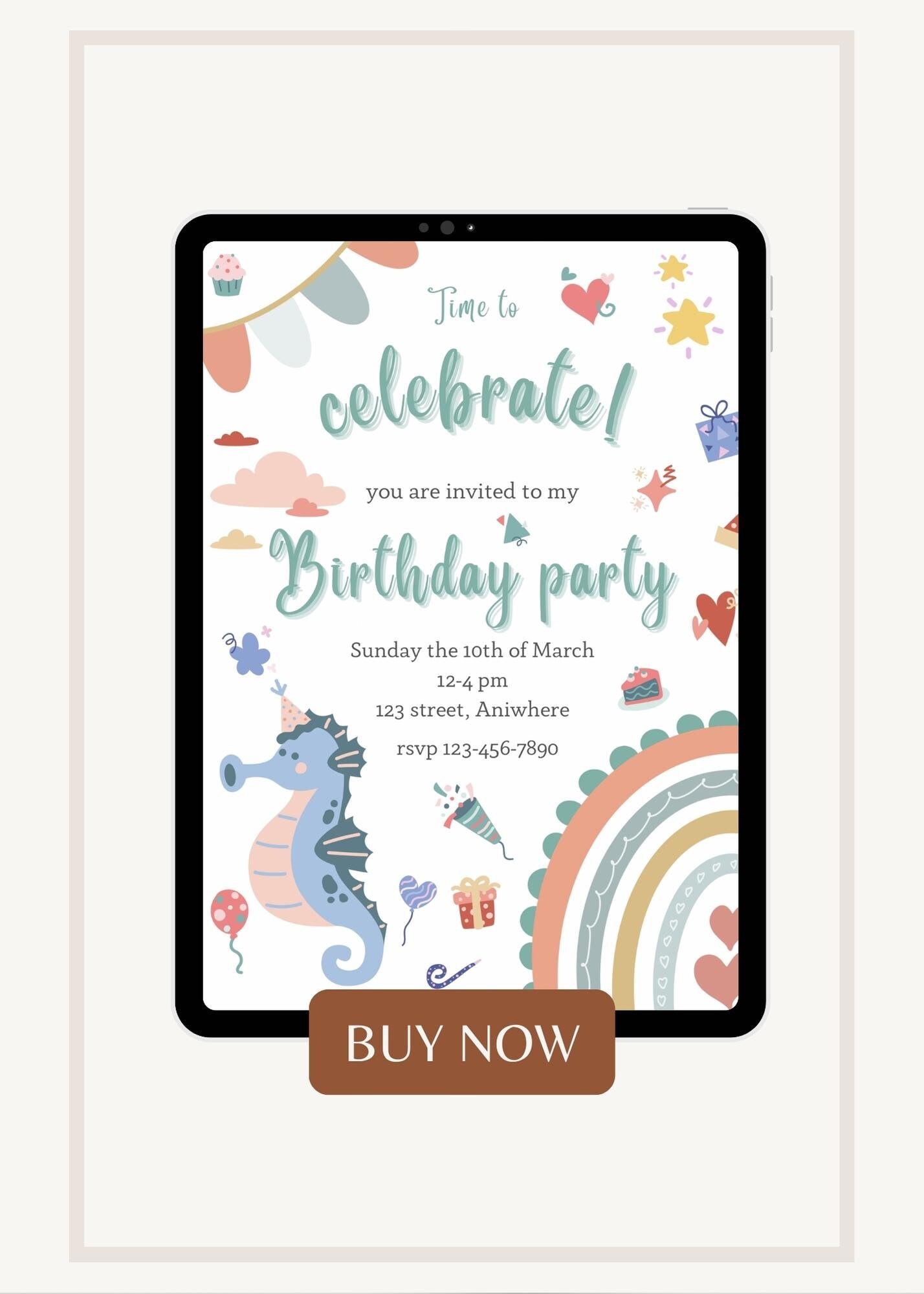 Birthday Invitation Canva Template Digital Invitations Birthday Digital ...
