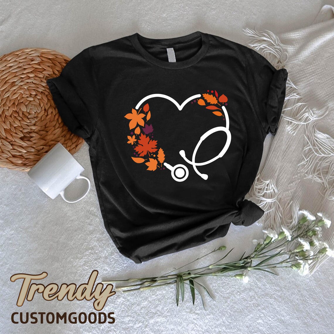 Fall Stethoscope Shirt, Thankgiving Nurse T-shirt, Thankful Nurse Shirt ...