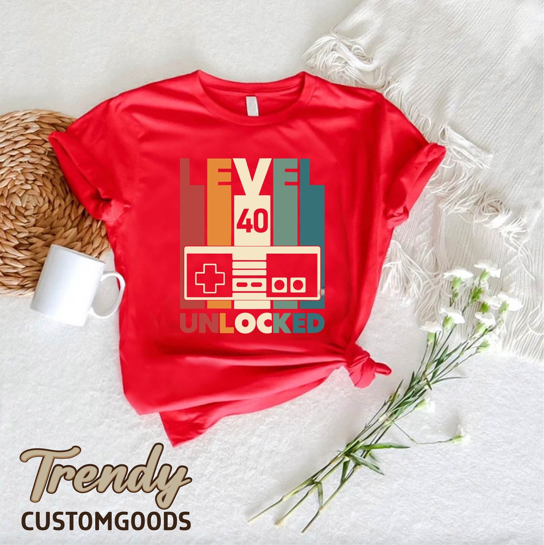 Level 40 Unlocked Shirt,40th Birthday Tee,video Game Gift,40th Birthday ...