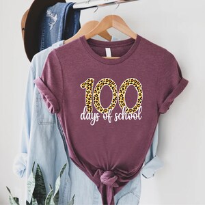 Leopard Print 100 Days of School Teacher Shirt,cute Teacher Shirt,happy ...