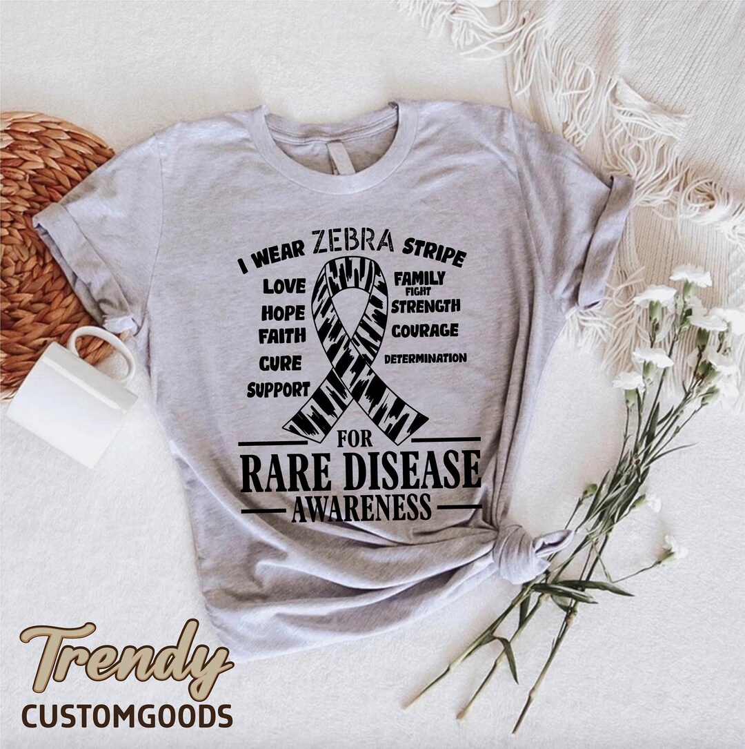 Rare Disease Awareness Shirt,rare Disease Warrior Gift,i Wear Zebra ...