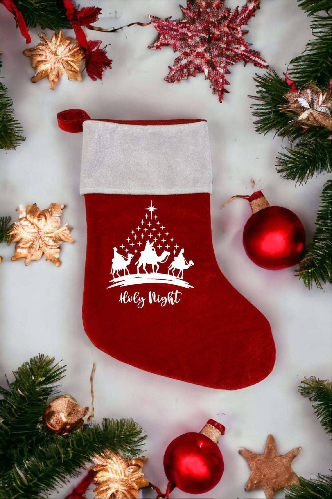 Holy Night Christmas Stocking,nativity Scene Stocking,stocking Xmas ...