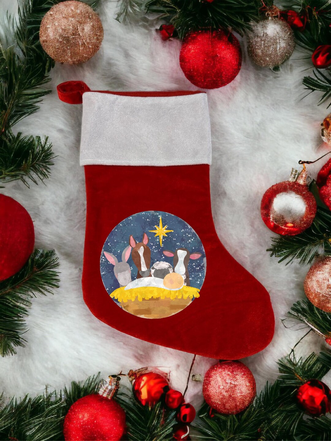 Nativity Scene Stocking, Baby Jesus Stocking, Christian Christmas Gift ...