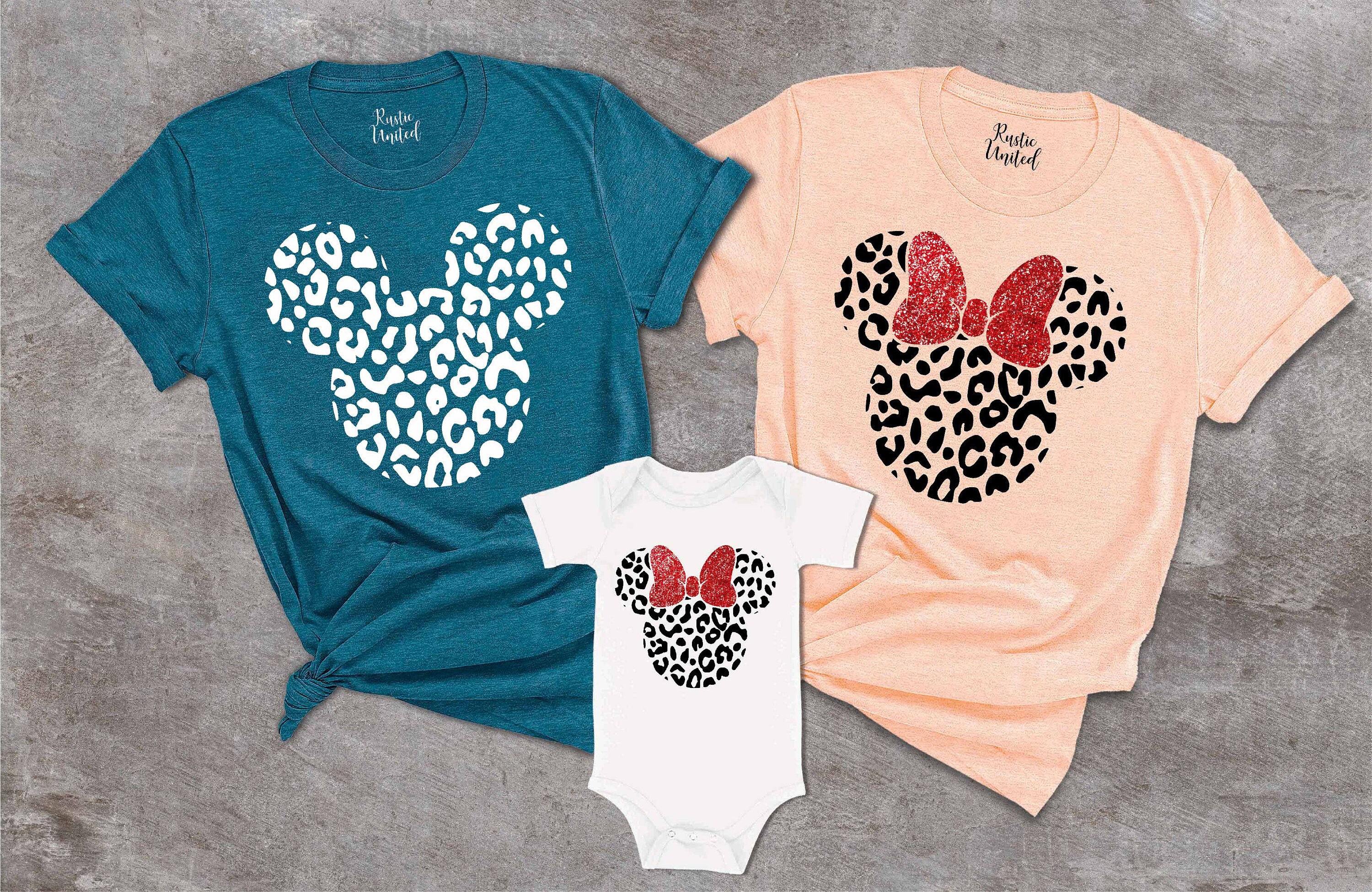 Leopard Print Mickey Minnie Family Matching Shirts,cute Disney Couples ...