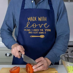 Funny Kitchen Apron,made With Love Apron,chef Gift,sarcastic Cooking ...