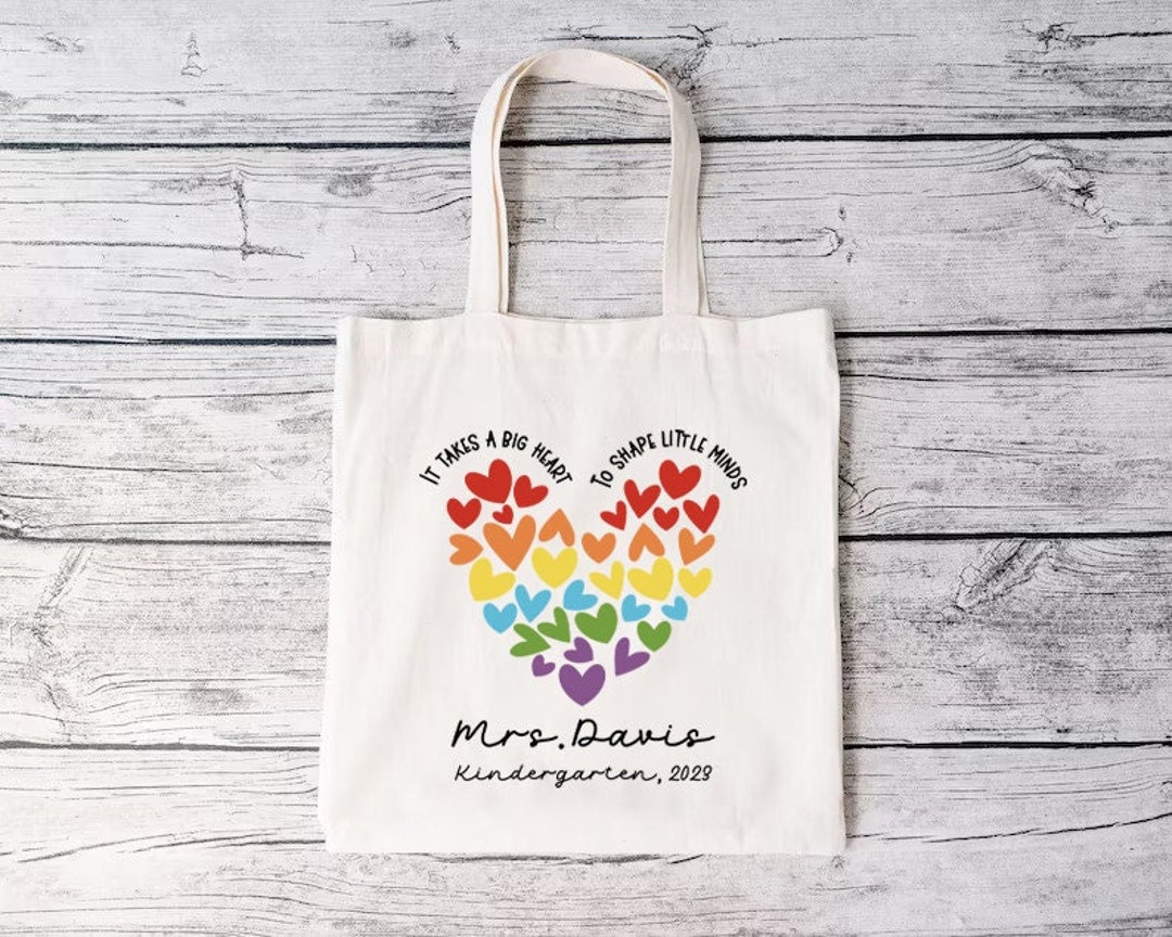 Personalized Tote Bag for Teacher, Custom Kindergarten Teacher Tote ...