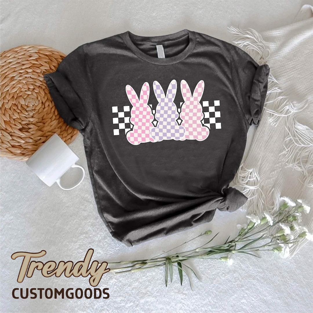 Checkered Easter Bunnies Shirt,cute Bunny Easter Tshirt,gift for Easter ...
