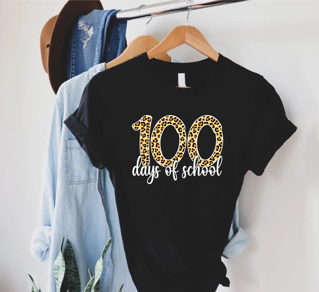 Leopard Print 100 Days of School Teacher Shirt,cute Teacher Shirt,happy ...