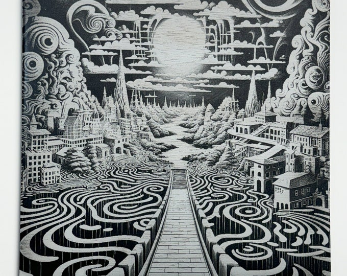 Wall Art, Laser Engraved Wall Art of a Trippy Landscape - Etsy
