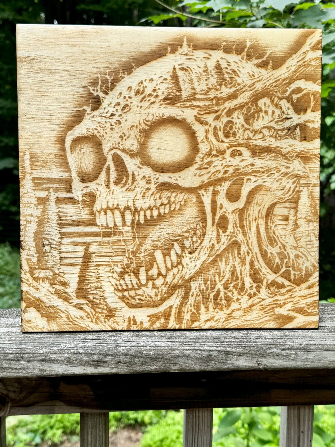 Wood Burned Skull Wall Art: Epoxy Plywood Home Decor - Etsy