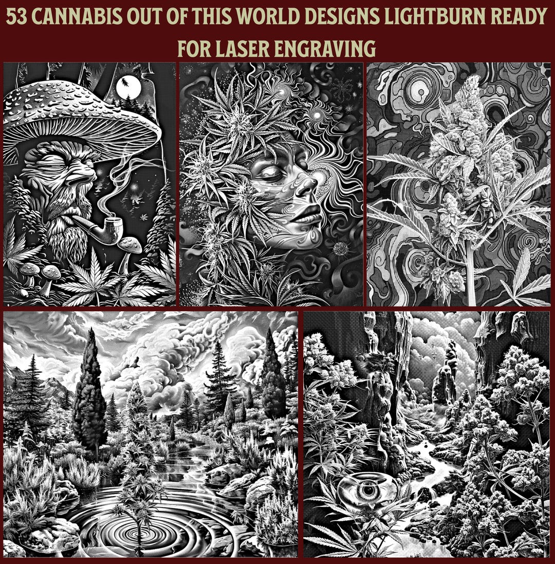 Cosmic Cannabis Design Bundle | 53 Edited Lightburn Files Ready for ...