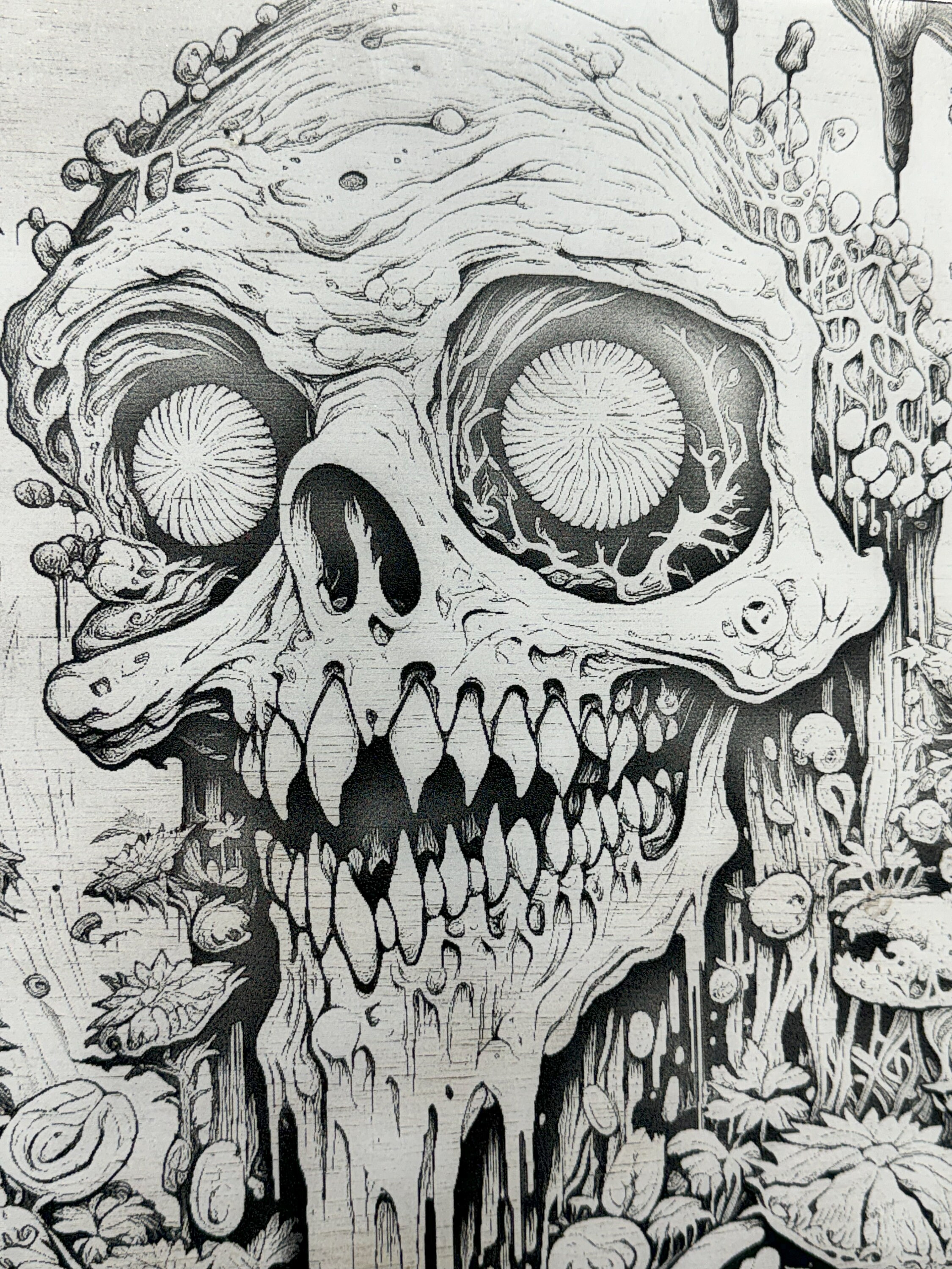Wall Art, Laser Engraved, Wall Art of a Trippy Skull and Landscape. - Etsy