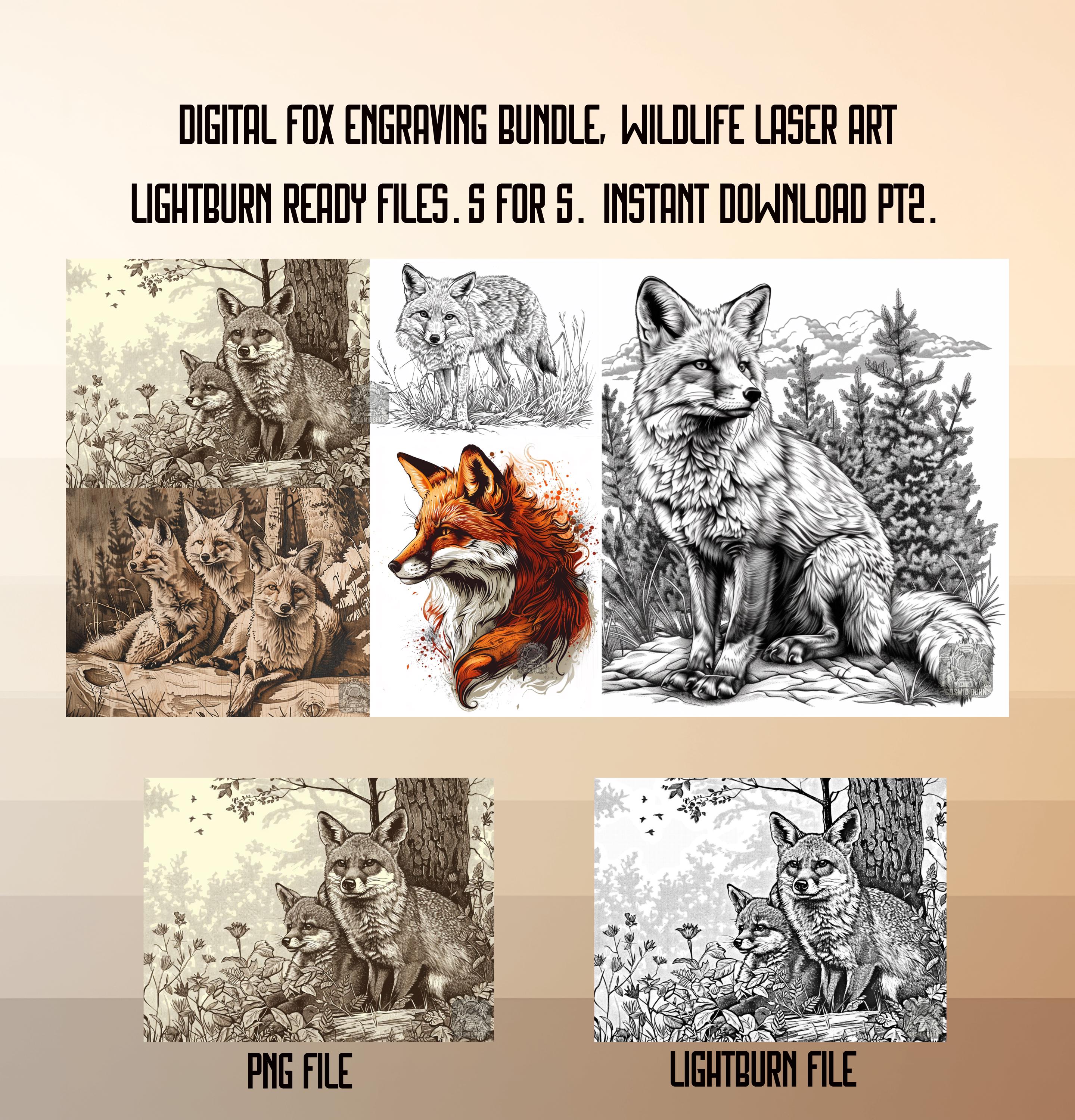 Fox Engraving Bundle: Wildlife Laser Art, Lightburn Ready (digital ...