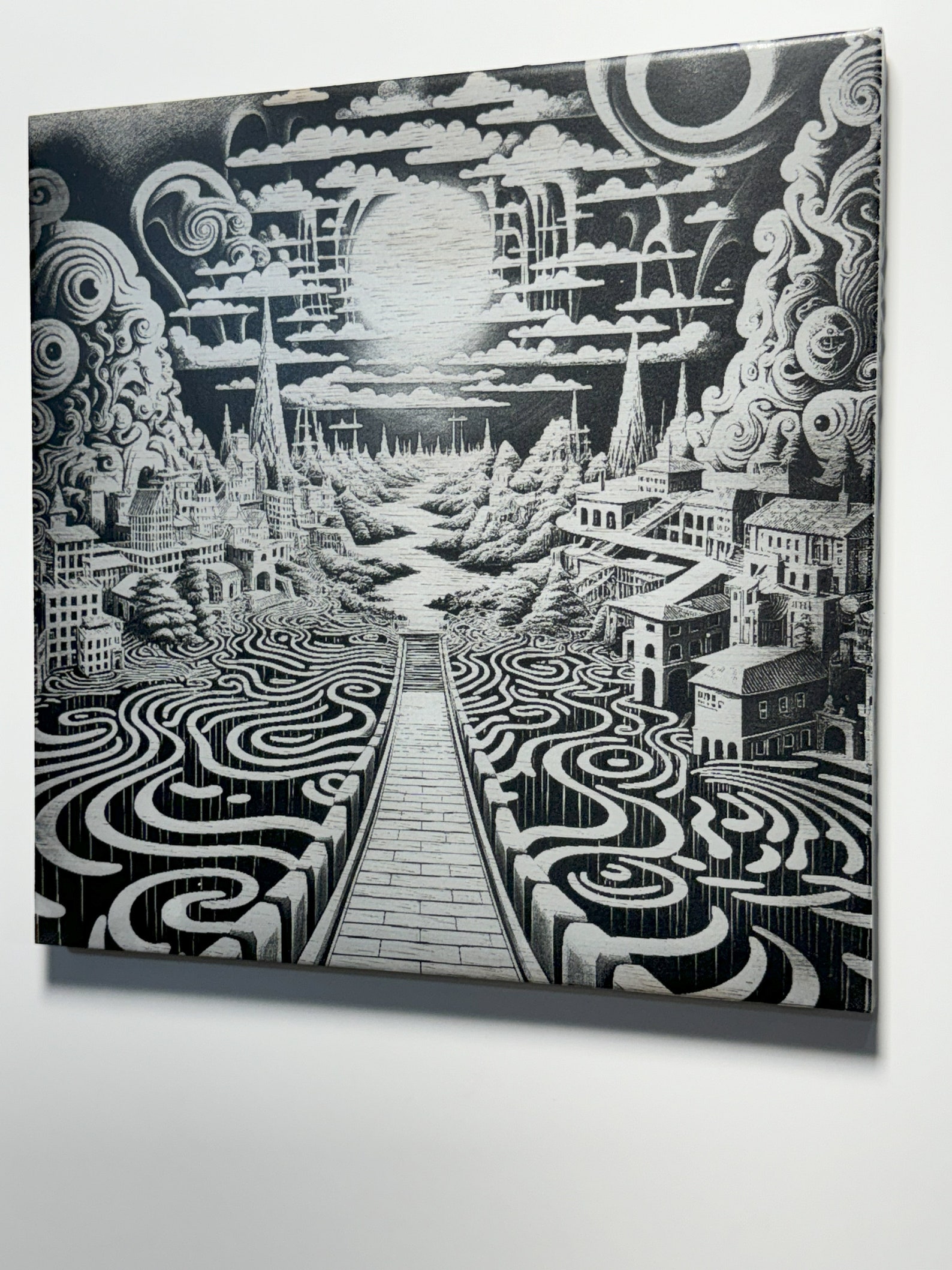Wall Art, Laser Engraved Wall Art of a Trippy Landscape - Etsy