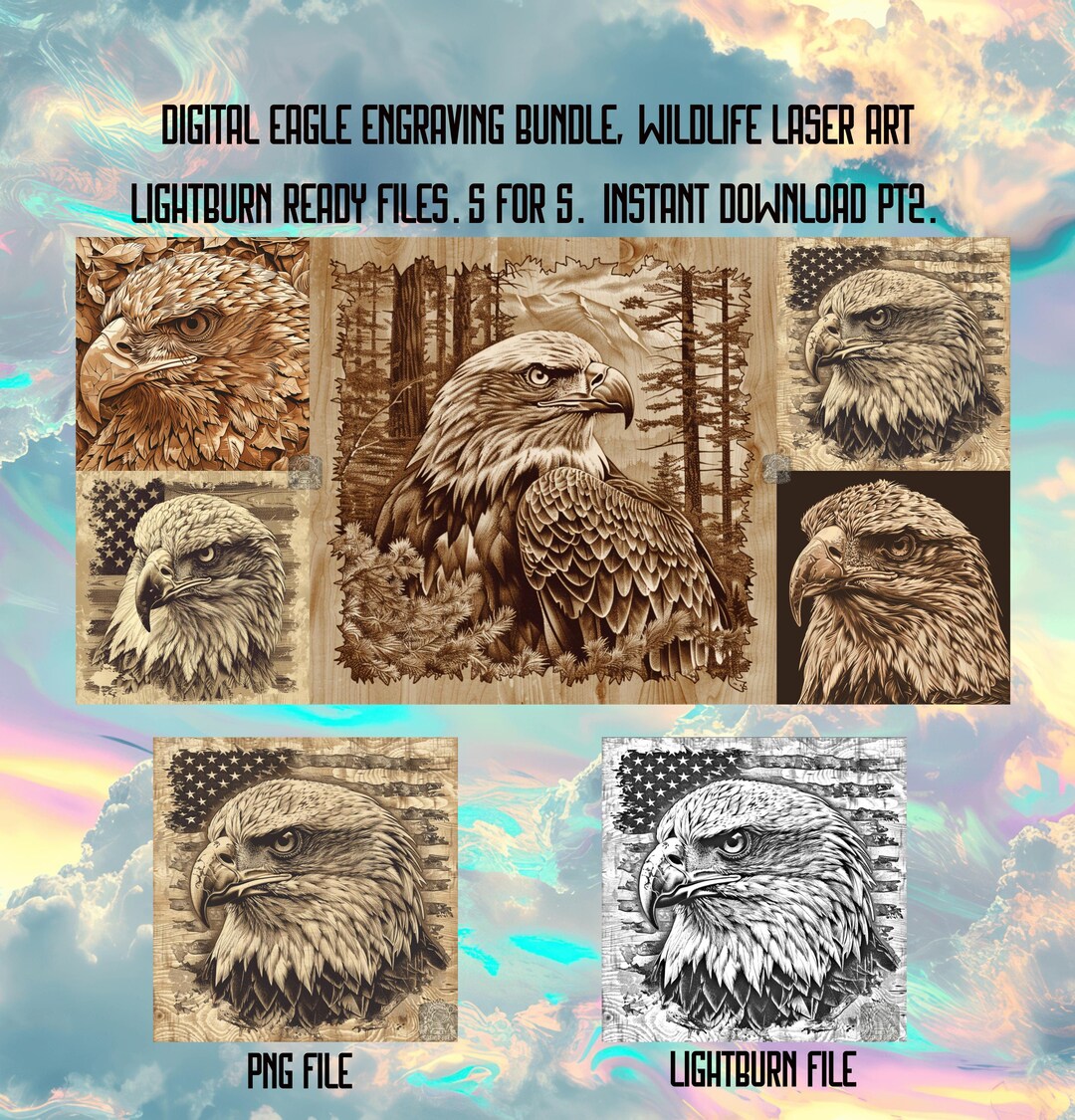 Eagle Engraving Bundle: Lightburn Ready Wildlife Art (digital Download ...