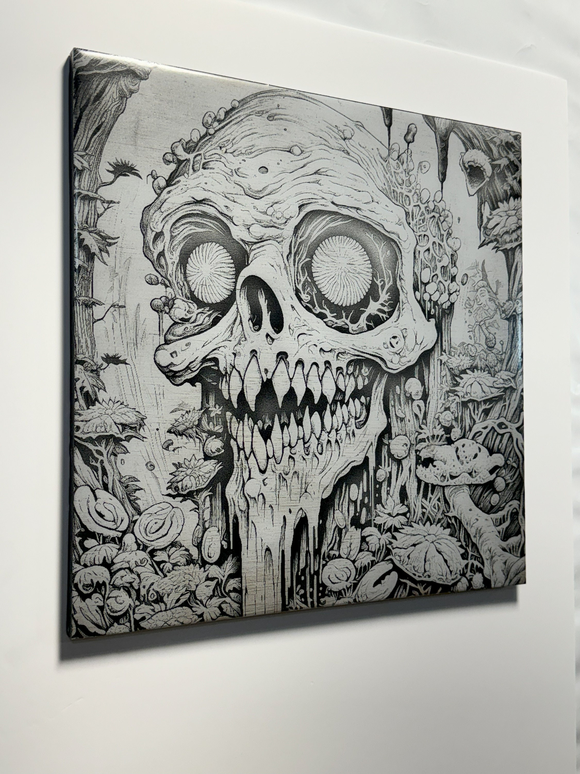 Wall Art, Laser Engraved, Wall Art of a Trippy Skull and Landscape. - Etsy