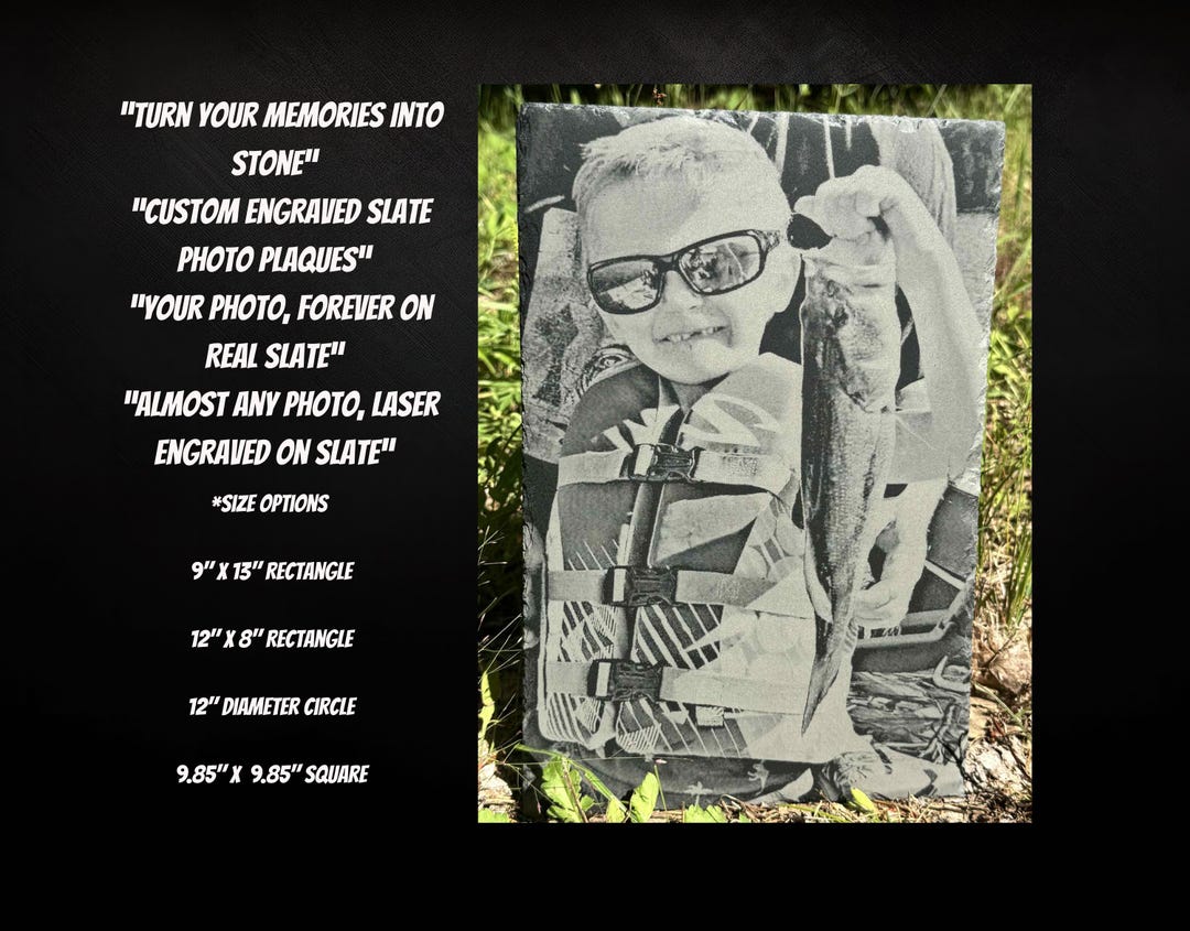Personalized Photo Engraved Natural Slate: Custom Memorial Gift - Etsy