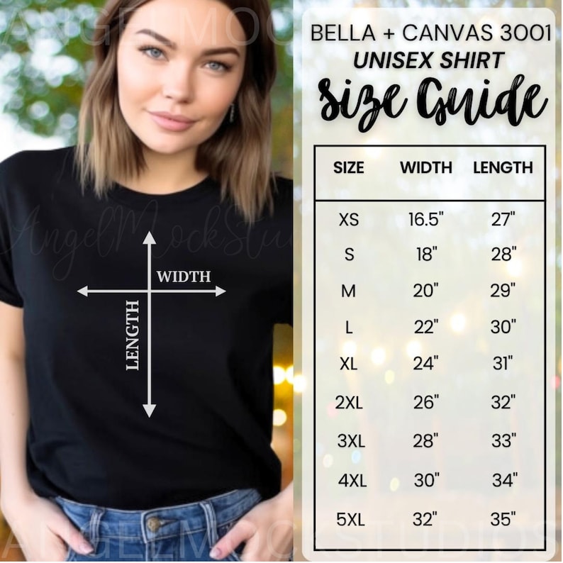 Bella Canvas Size Chart 3001 SIZE CHART Bella Canvas 3001 Size Chart ...