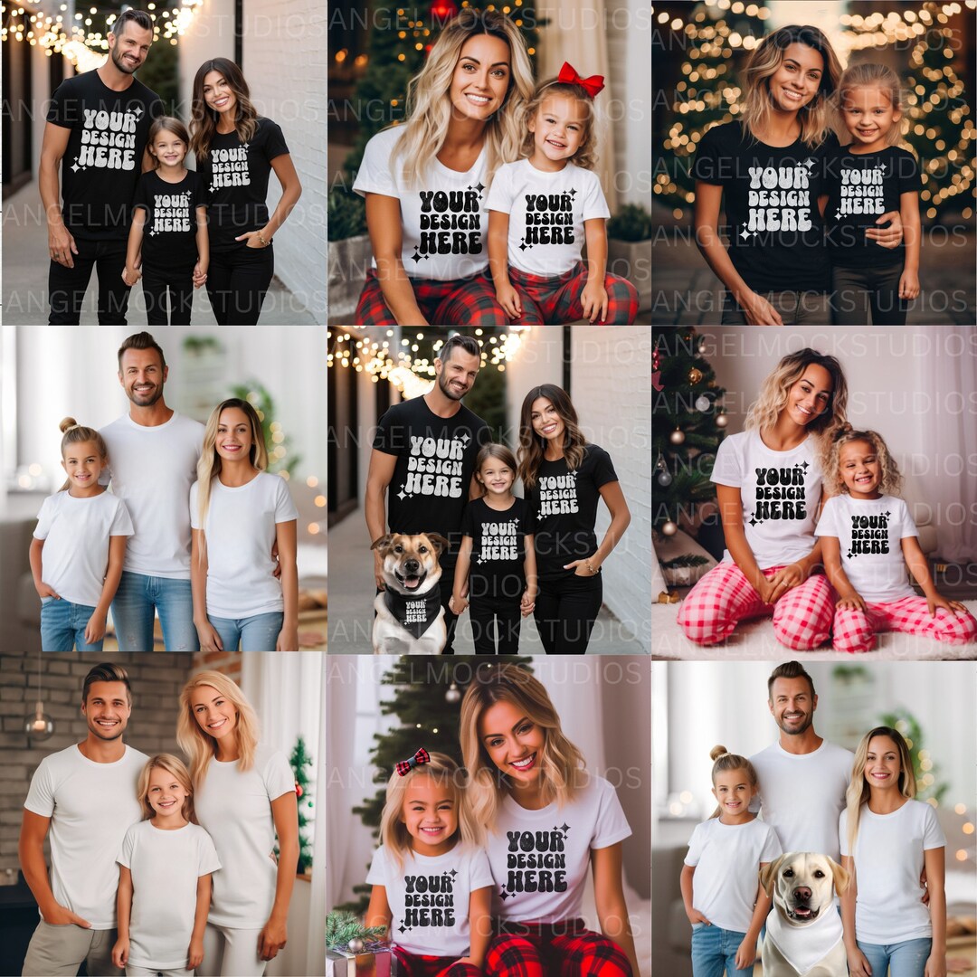 Christmas Family T-shirt Mockup Bundle, Holiday Winter Bundle, Mommy ...