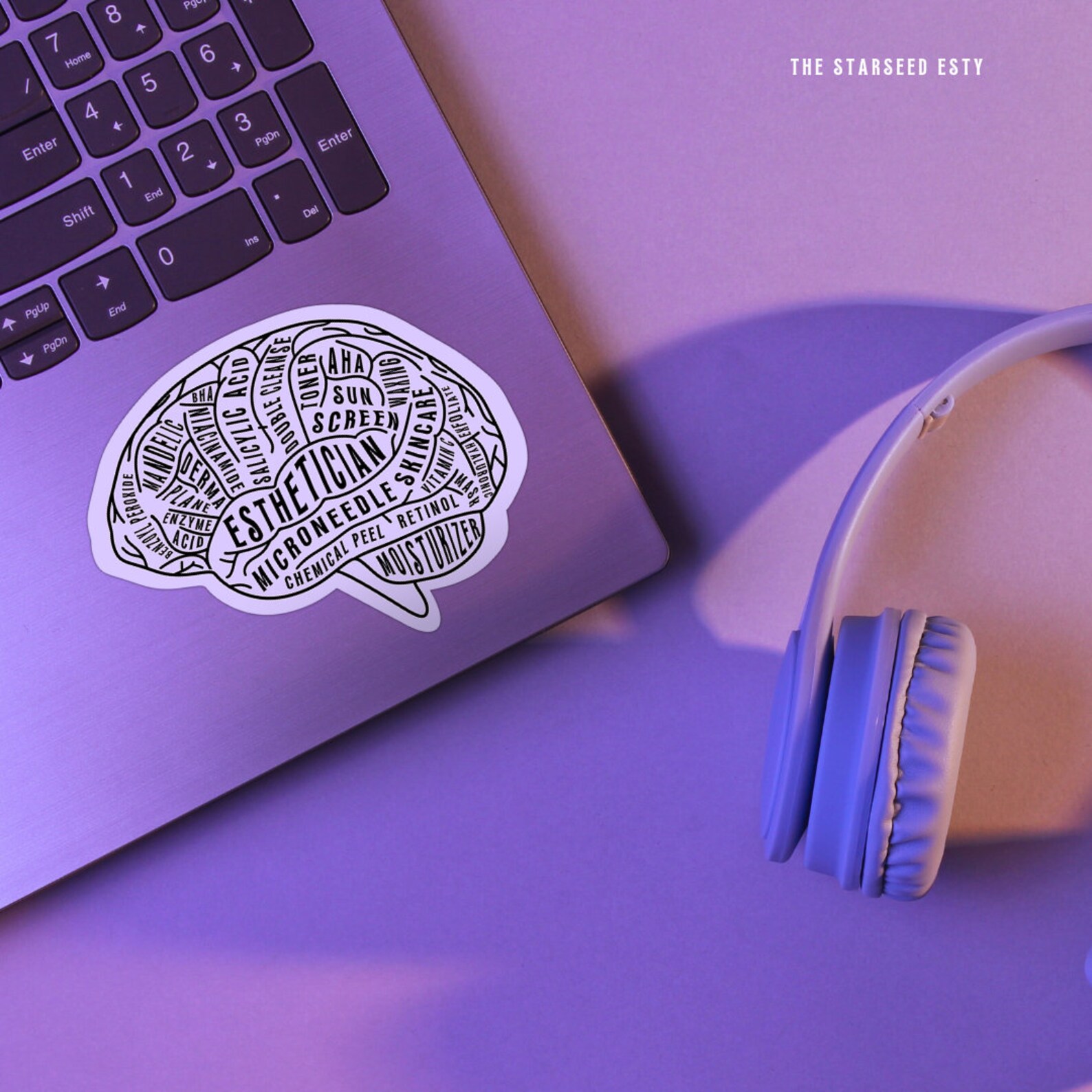 Esthetician Vinyl Sticker, Mind of an Esty, Brain Diagram of an ...
