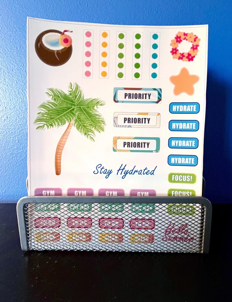 Tropical Planner Stickers – Shiny Vinyl Functional Sticker Sheet ...