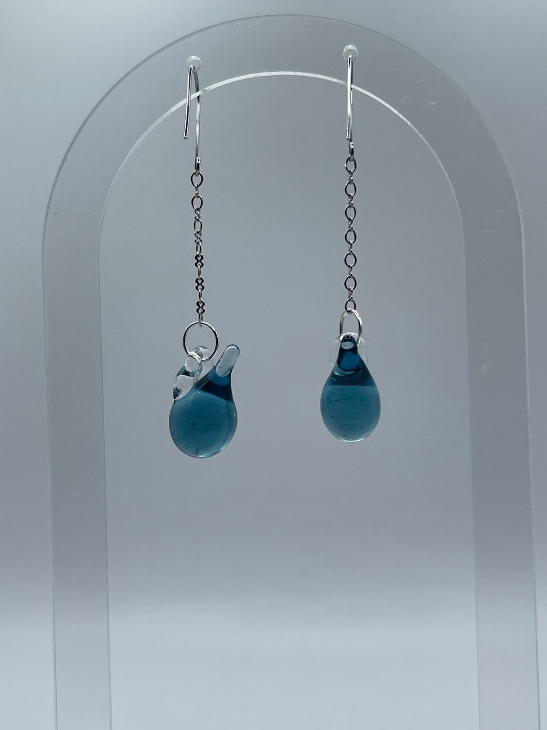 Blue Sparkle Raindrop Earrings - Etsy