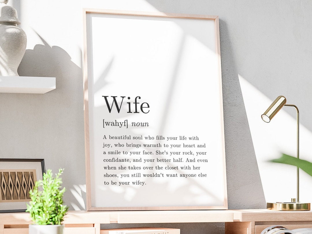 Wife Definition Printable Wall Art, Gift Idea for Wife as Digital ...