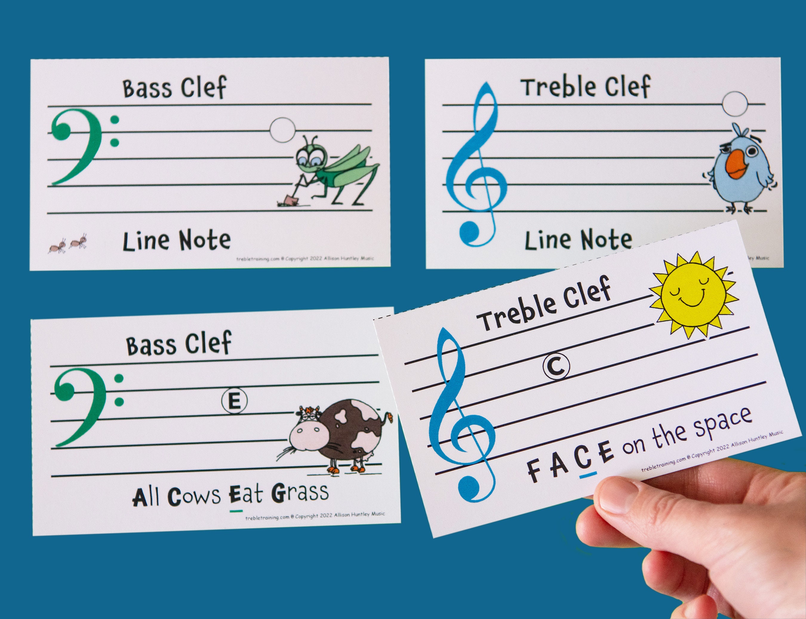 Grand Staff Music Acronym Flash Cards - Etsy