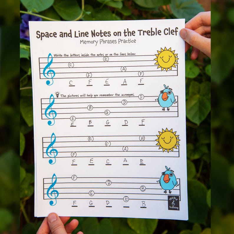 Music Mnemonics for Treble and Bass Clef- Piano Note Reading Activity ...
