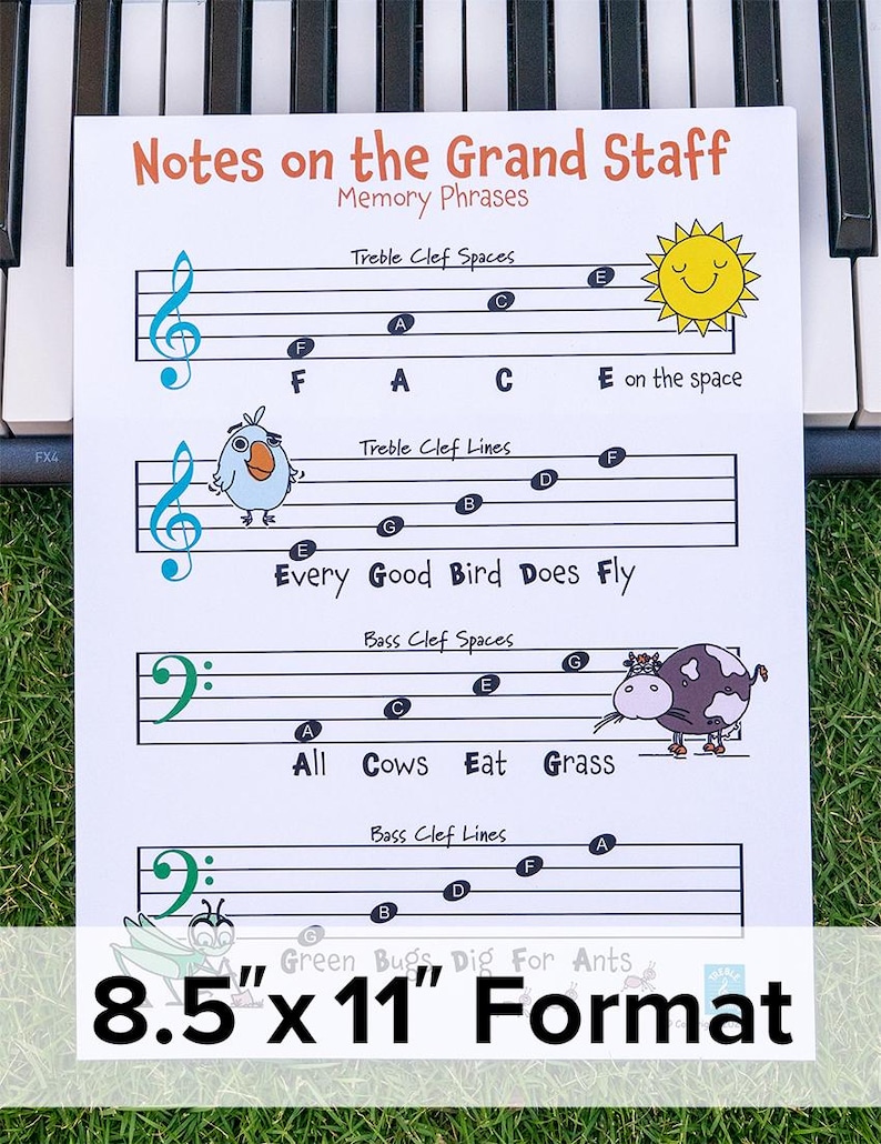 Memorize Piano Notes in the Grand Staff With Music Mnemonics (digital ...
