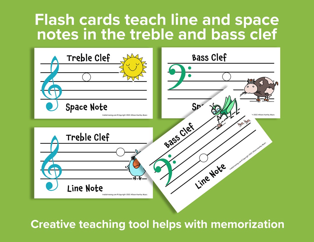 Grand Staff Music Acronym Flash Cards - Etsy